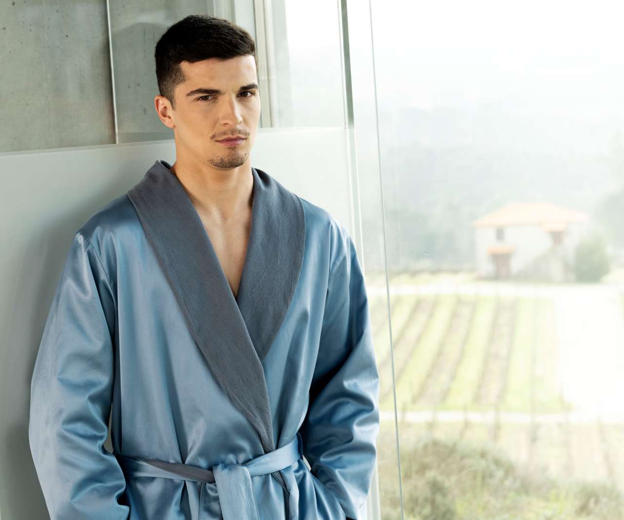 Celso de Lemos ALMA housecoat in 700 TC satin by Celso de Lemos